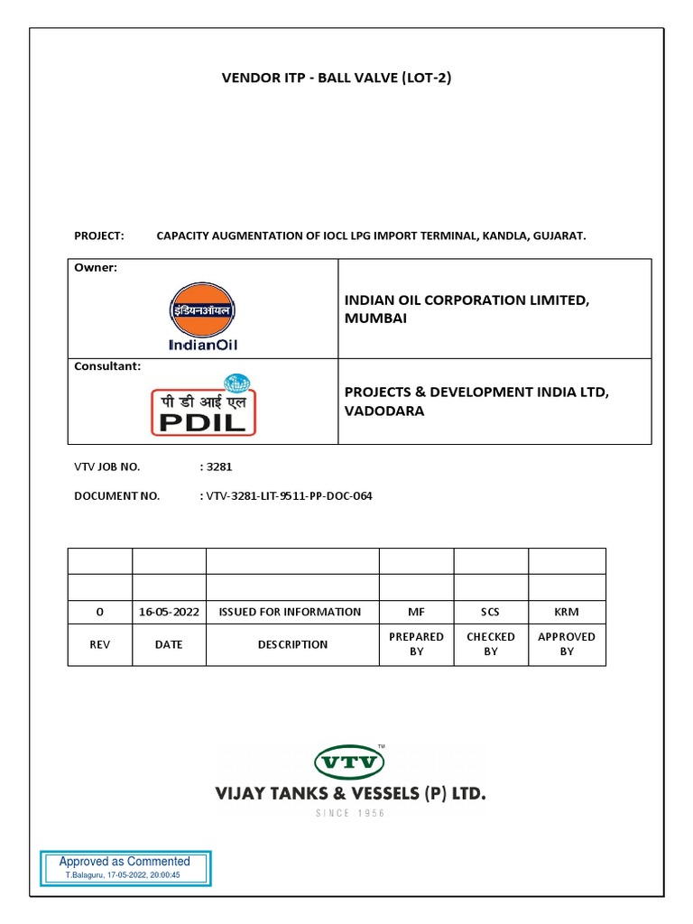 IOCL LPG Terminal Ball Valve ITP | PDF