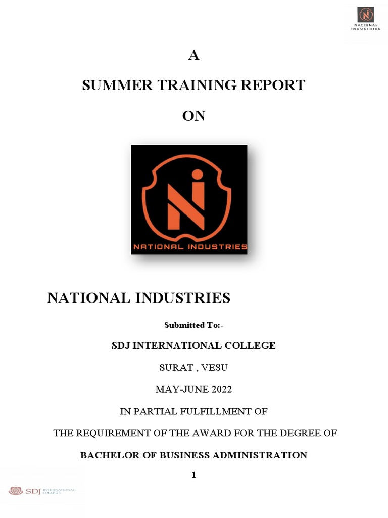 A Summer Training Report ON: SDJ International College | PDF | Casting ...