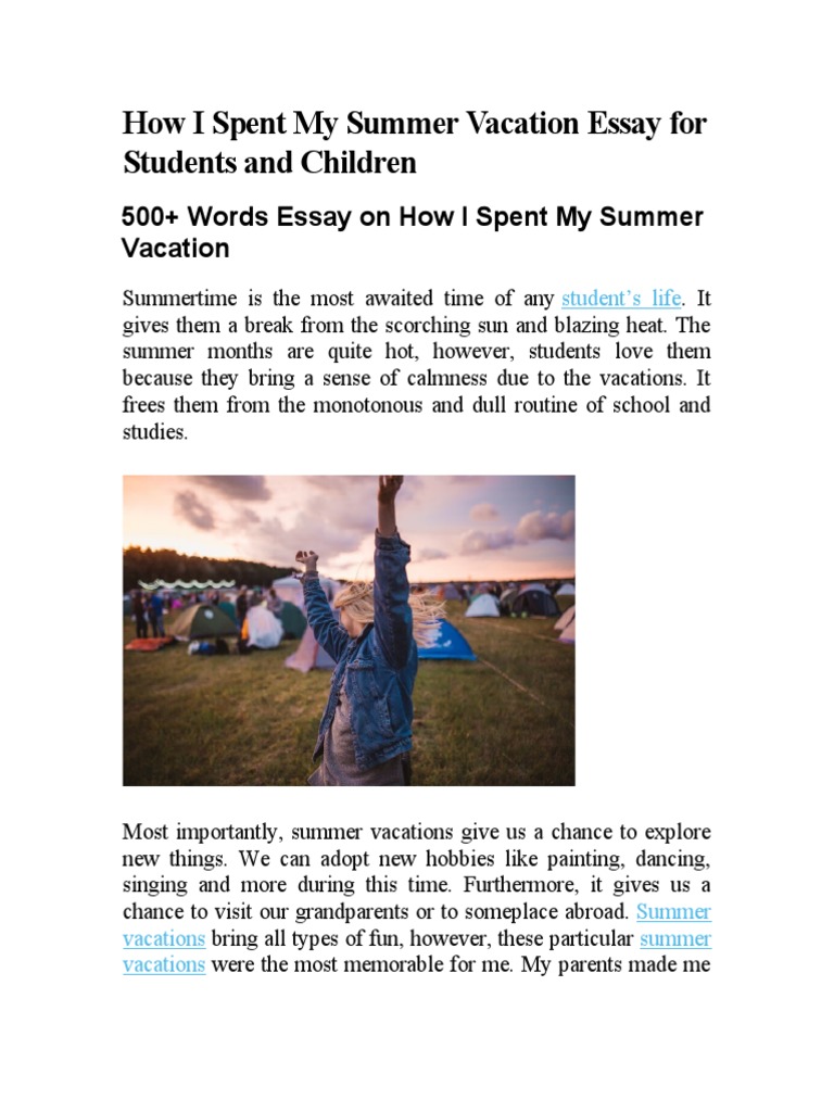 How I Spent My Summer Vacation Essay For Students and Children | PDF
