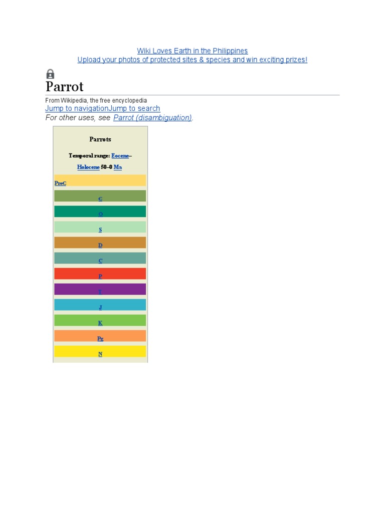 Parrot: Jump To Navigation Jump To Search | PDF | Parrot | Birds
