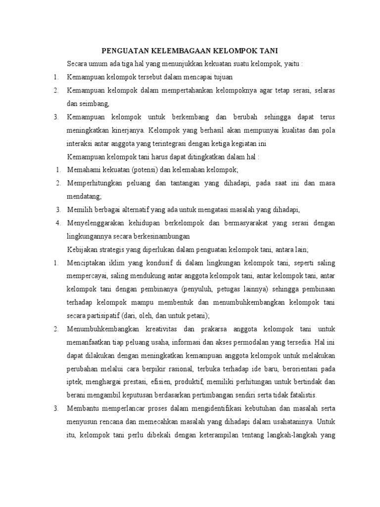 Penguatan Kelembagaan Kelompok Tani | PDF