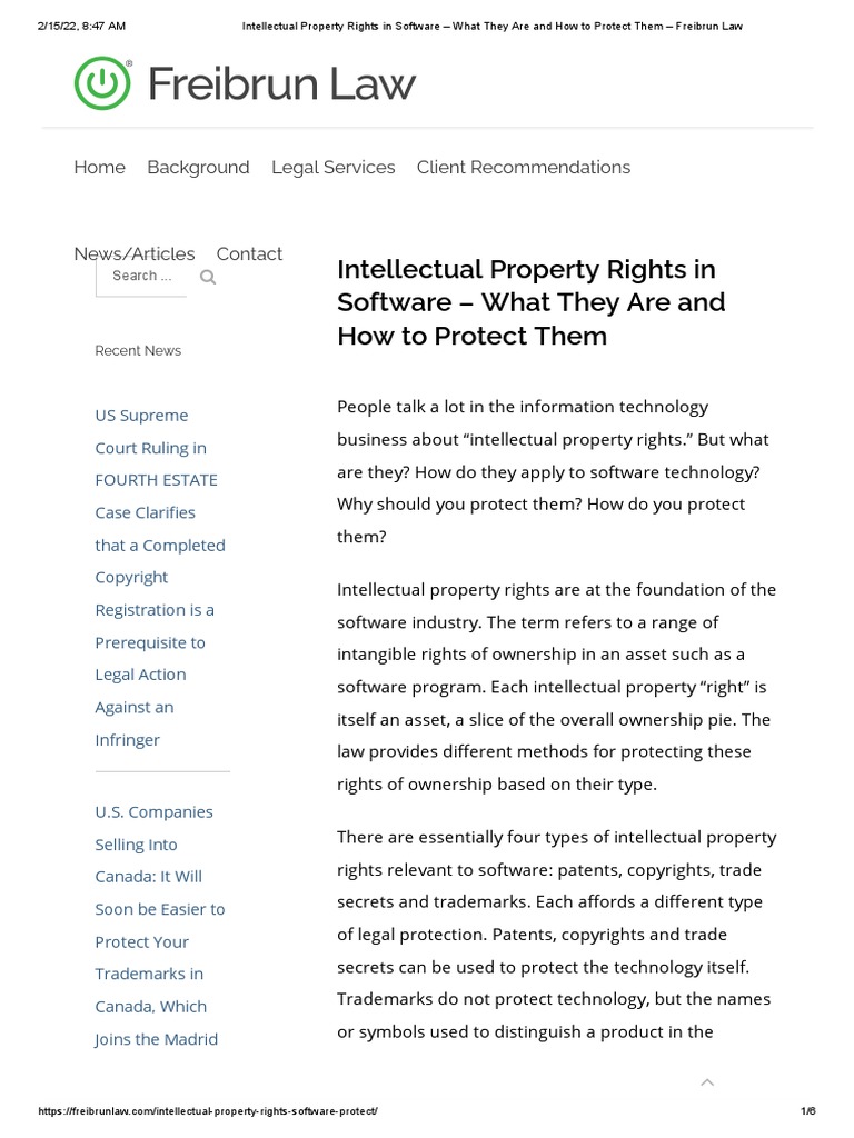 Intellectual Property Rights in Software - What They Are and How To ...