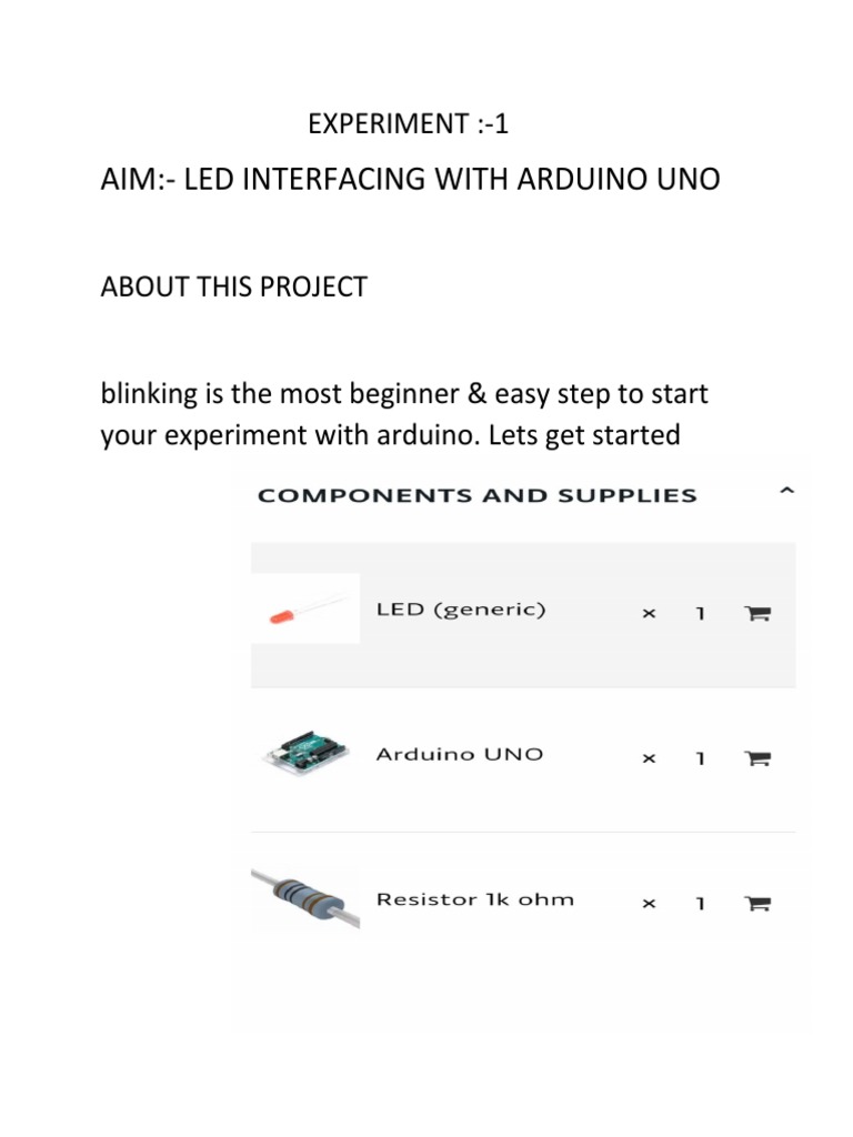 Aim:-Led Interfacing With Arduino Uno: Experiment:-1 | PDF | Arduino ...
