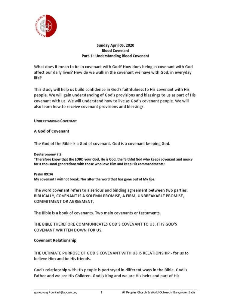 Understanding Blood Covenant with God | PDF | Covenant (Biblical) | New ...
