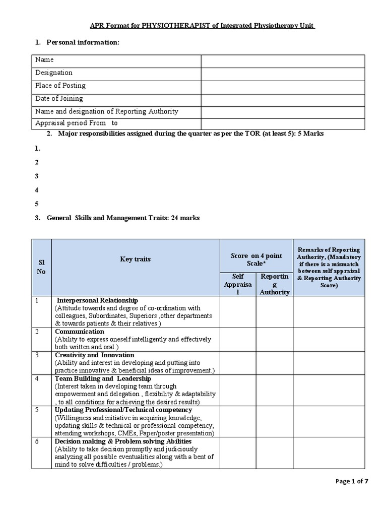 Par Format For Physiotherapy of NHM Odisha | PDF | Physical Therapy ...