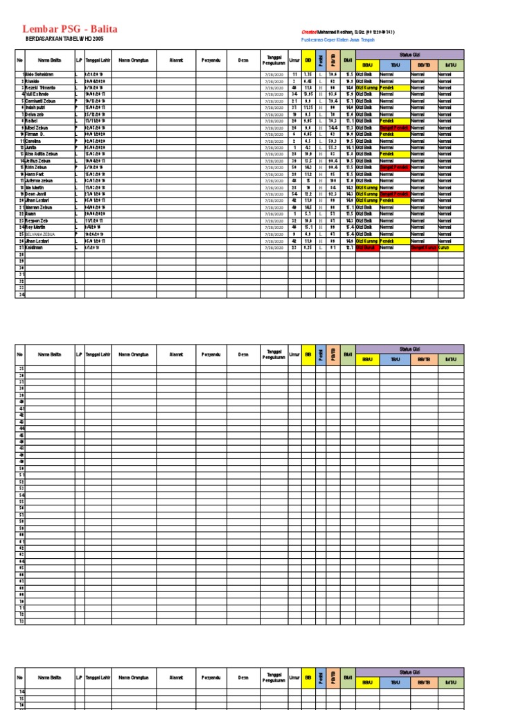 Form PSG - XLSX Hilina | PDF
