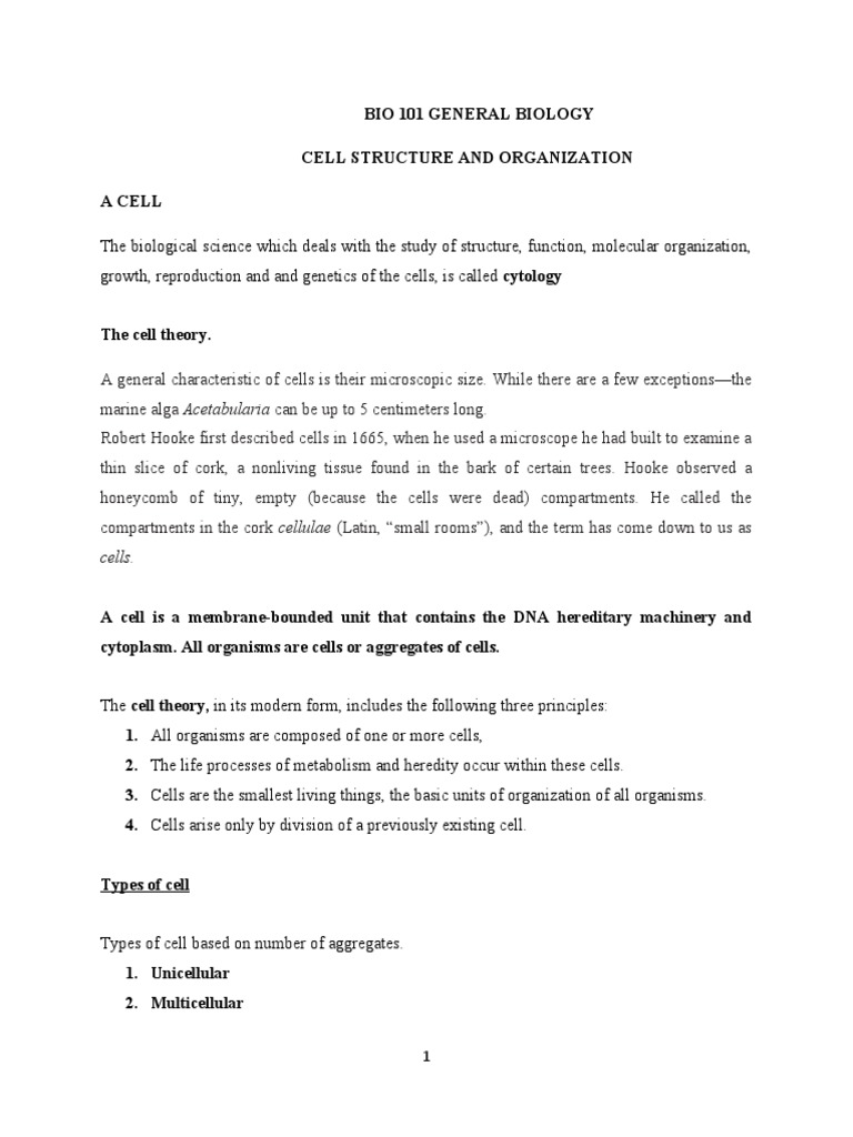 Bio 101 General Biology | PDF | Cell (Biology) | Virus