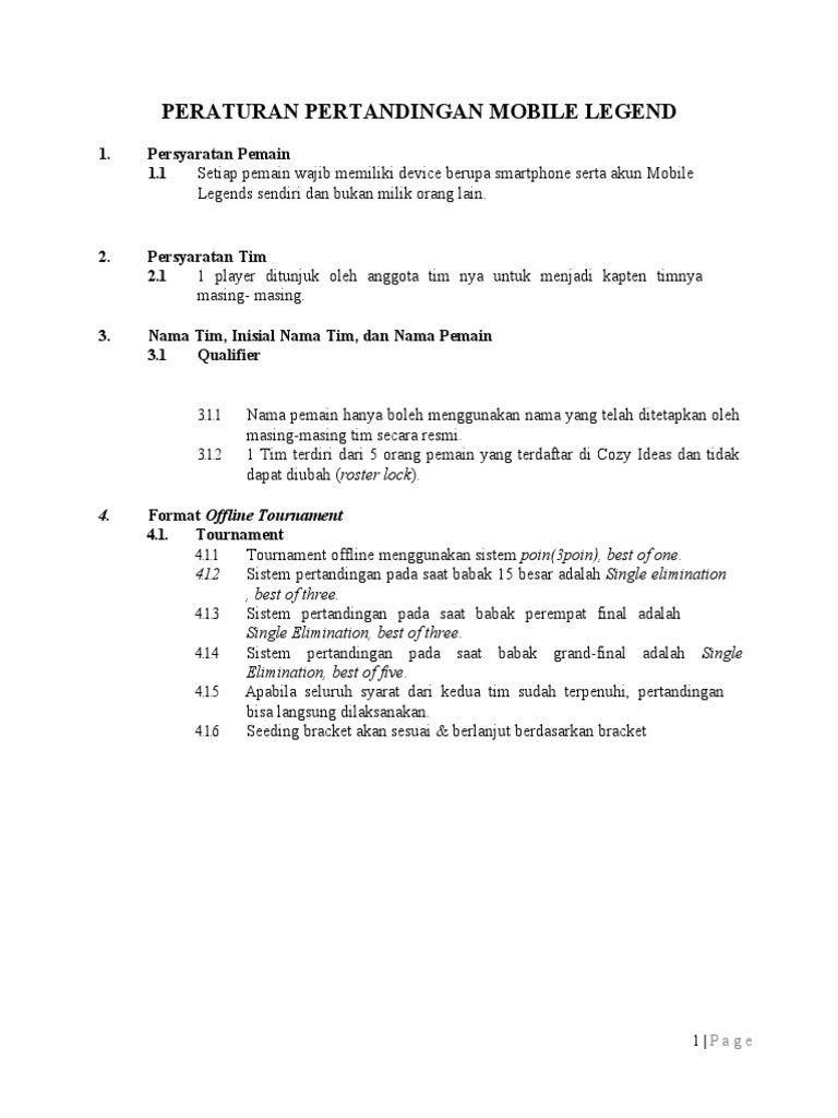 Pertandingan Mobile Legends | PDF