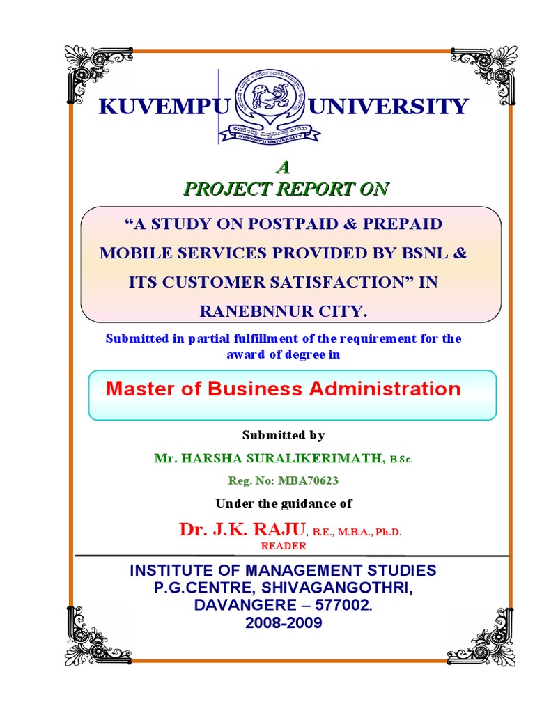 Kuvempu University: A Project Report On | PDF | Career And Technical ...