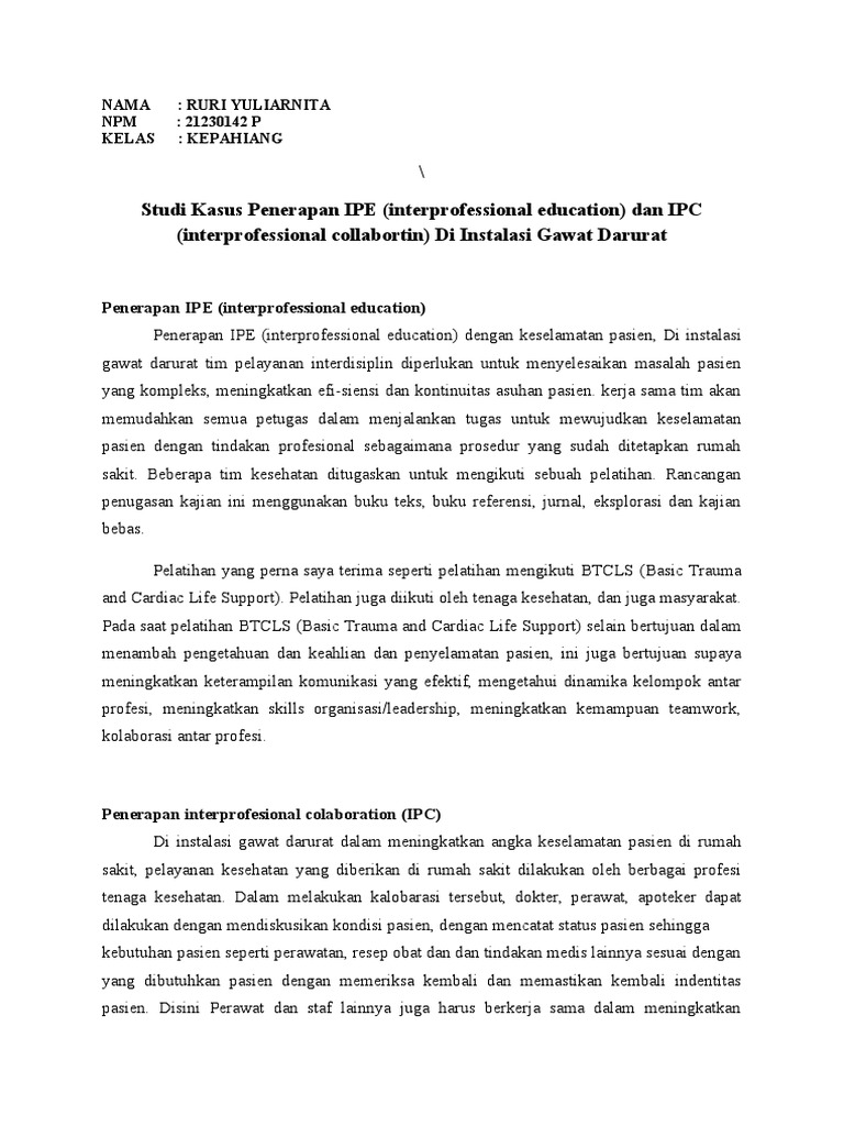 Studi Kasus Penerapan IPE Dan IPC | PDF