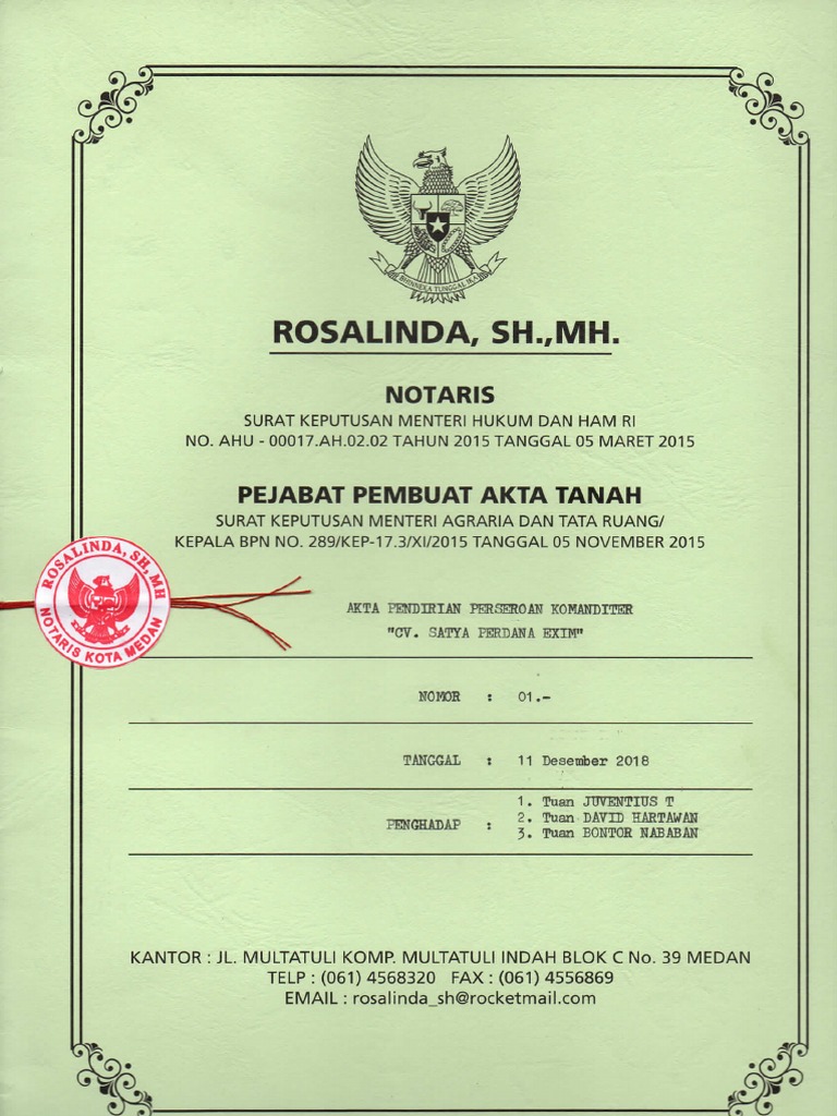 Akta Pendirian CV | PDF
