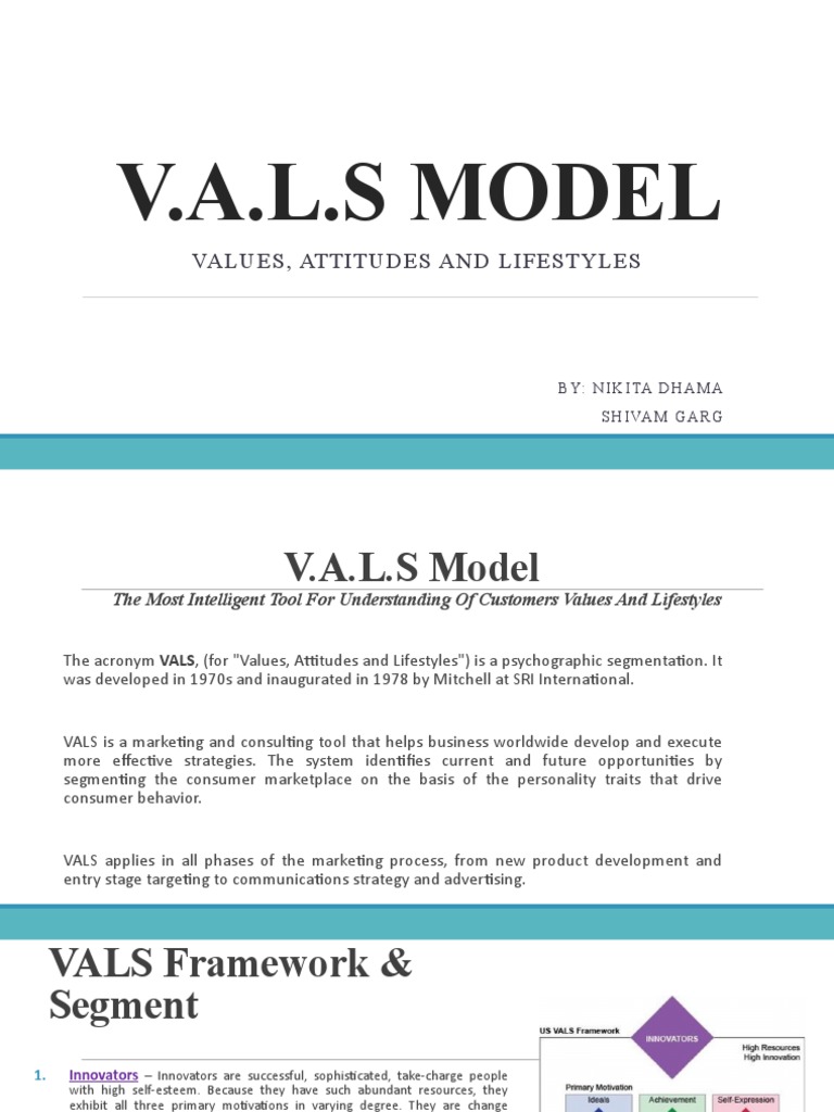V.A.L.S Model: Values, Attitudes and Lifestyles | PDF | Marketing ...