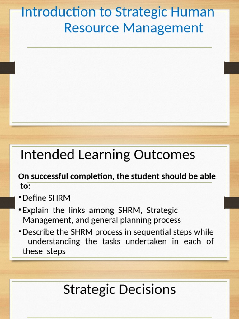 Introduction To SHRM | PDF | Strategic Management | Human Resource Management