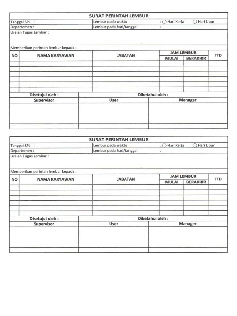Surat Lembur 2 | PDF