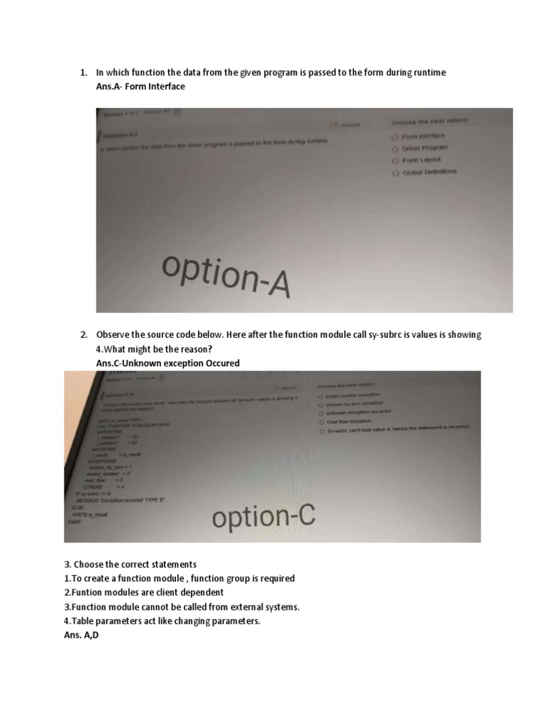 Abap MCQ 2 Mai | PDF | Parameter (Computer Programming) | Subroutine Abap MCQ 2 Mai | PDF | Parameter (Computer Programming) | Subroutine