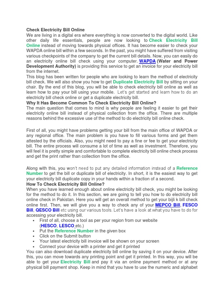 How to Check Your Electricity Bill Online | PDF | Online And Offline ...