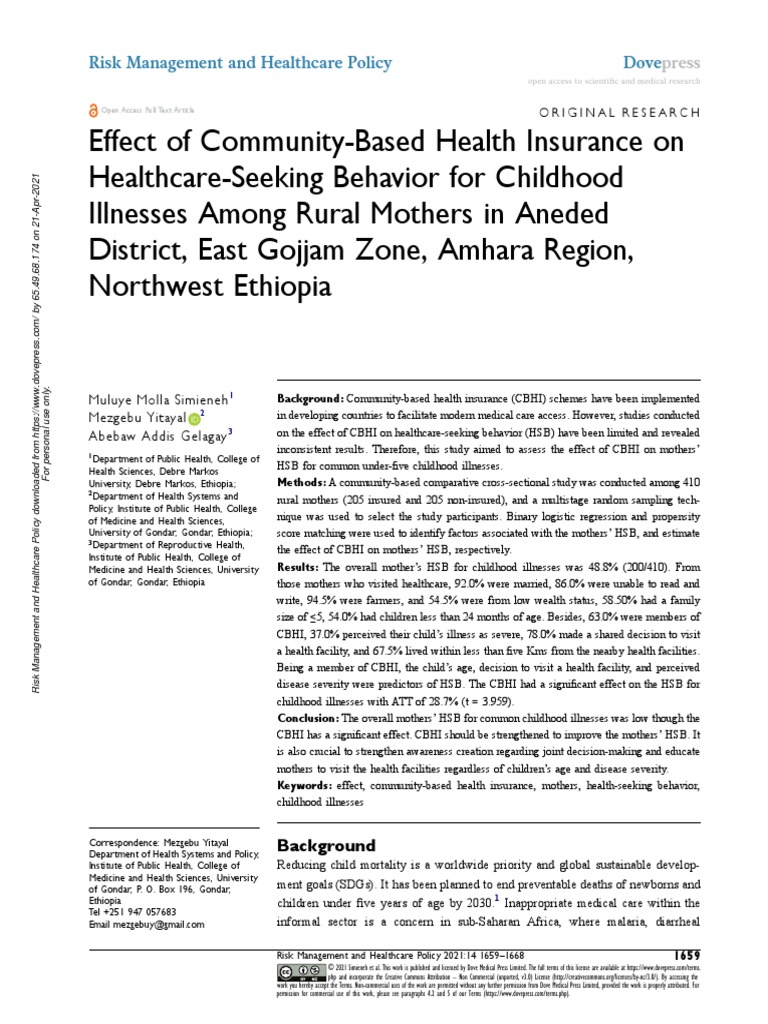 Effect of CBHI On Healthcare-Seeking Behavior For Childhood Illnesses | PDF | Logistic ...