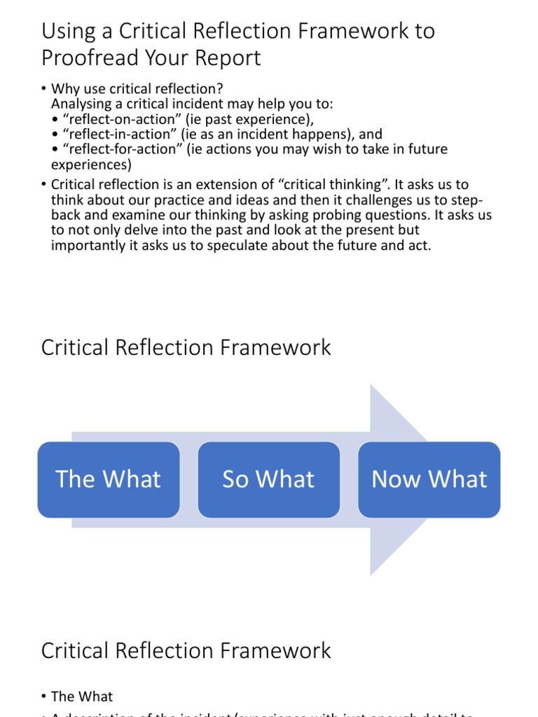 Week 1 - Critcial Reflection Framework | Download Free PDF | Thought ...