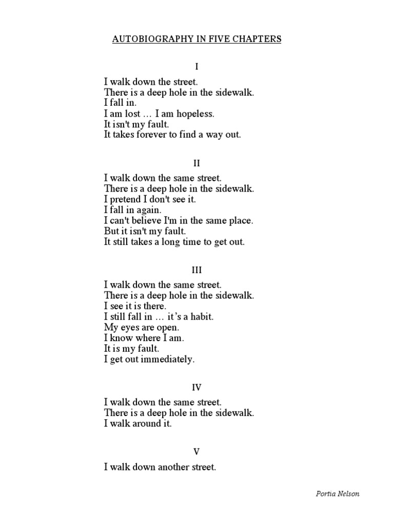 Autobiography in Five Chapters Portia Nelson | PDF