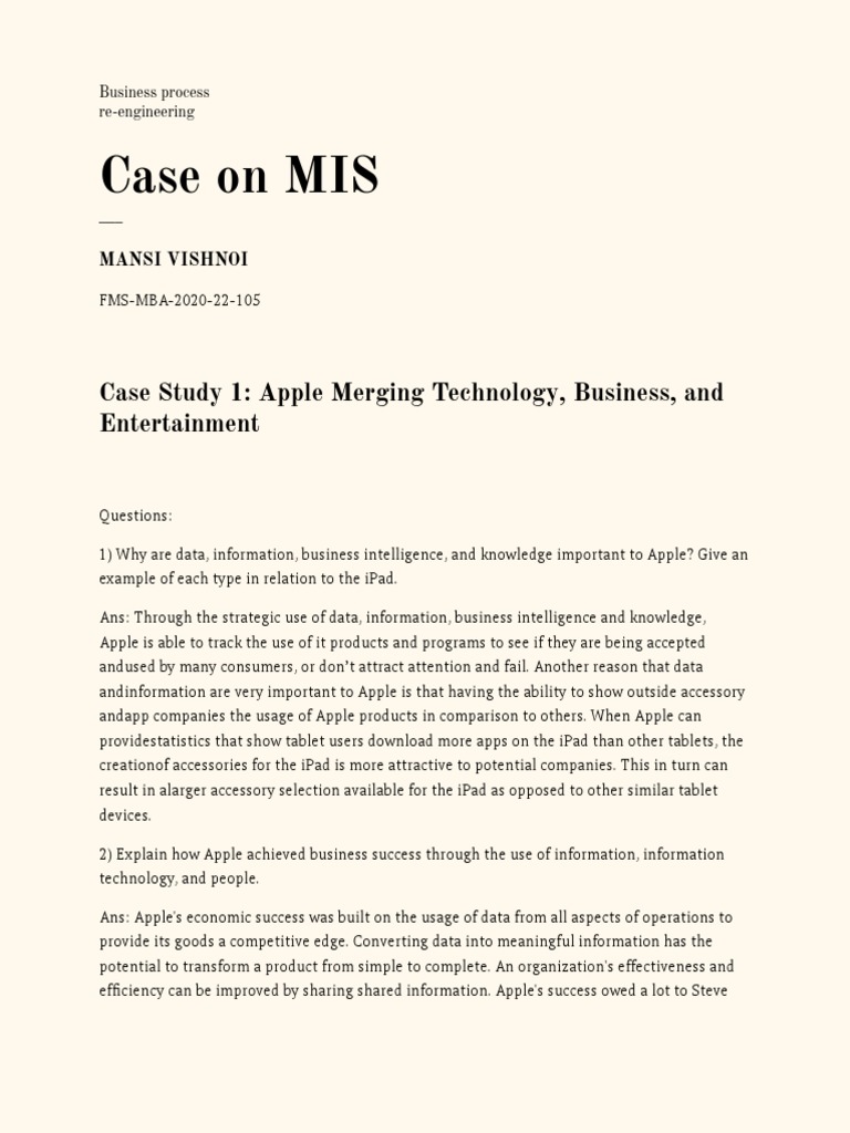 Case Study Mansi Vishnoi FMS MBA 2020-22-105 | PDF | Retail | Apple Inc.
