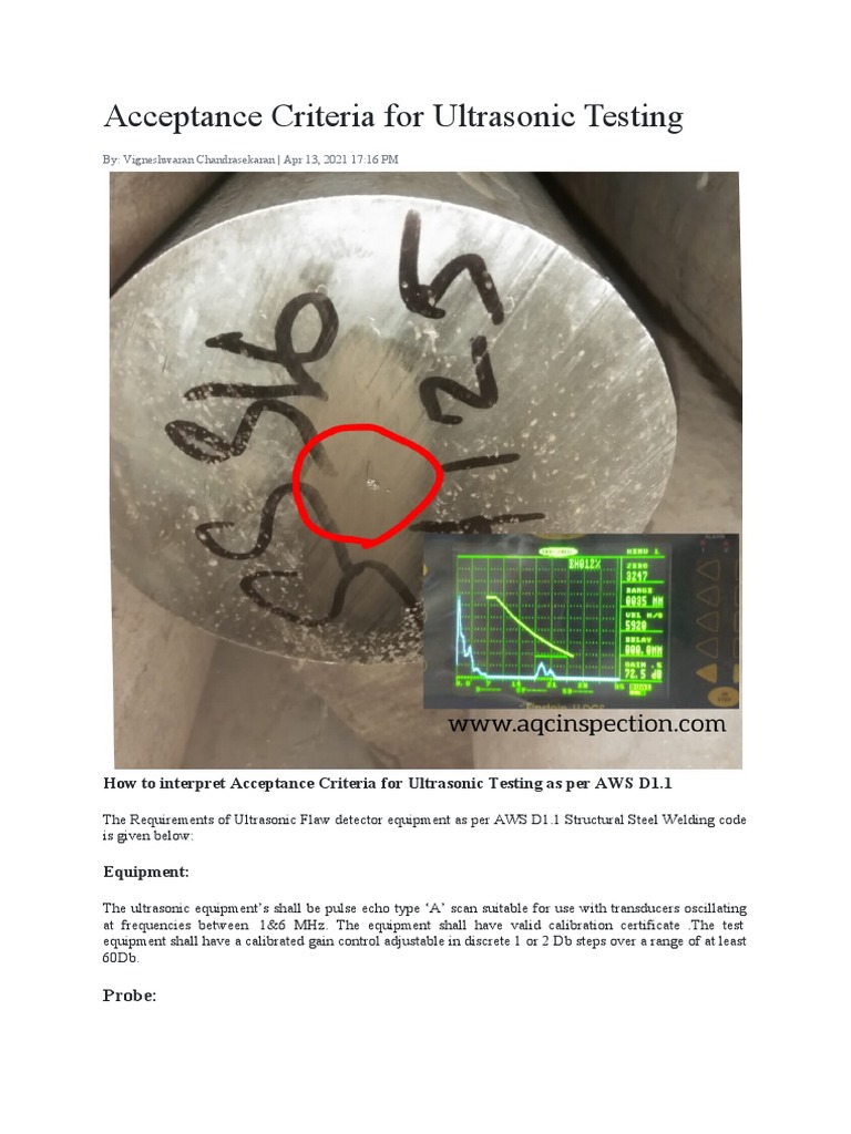 AWS D1.1 Acceptance Criteria For Ultrasonic Testing | PDF | Ultrasound ...