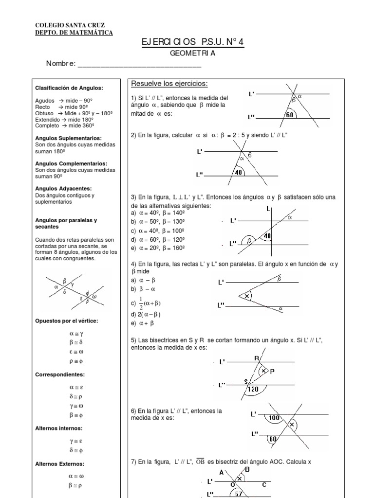 Psu8 Angulos Trian Pdf Triángulo Geometría Euclidiana