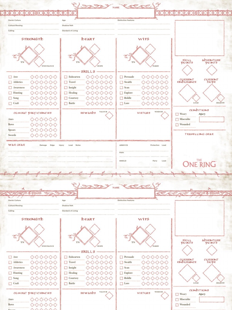 Character Sheets TOR2e | PDF