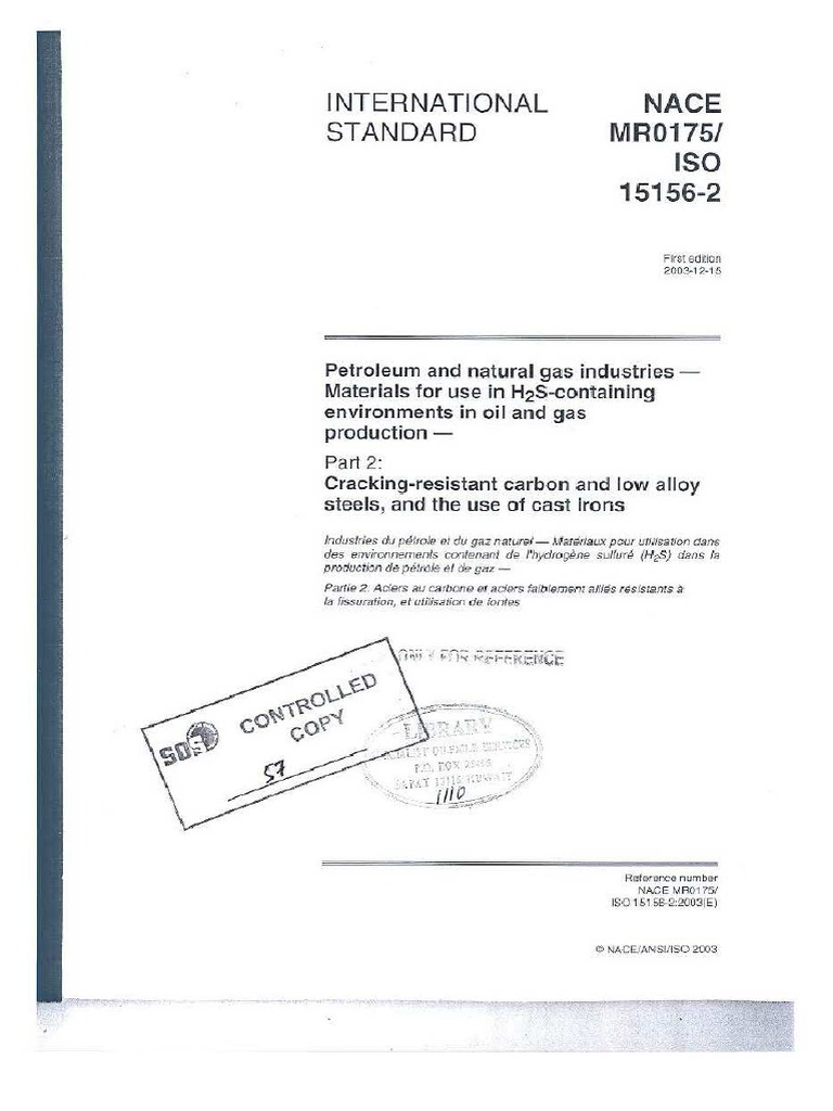 Nace mr0175 Iso 15156 2pdf | PDF