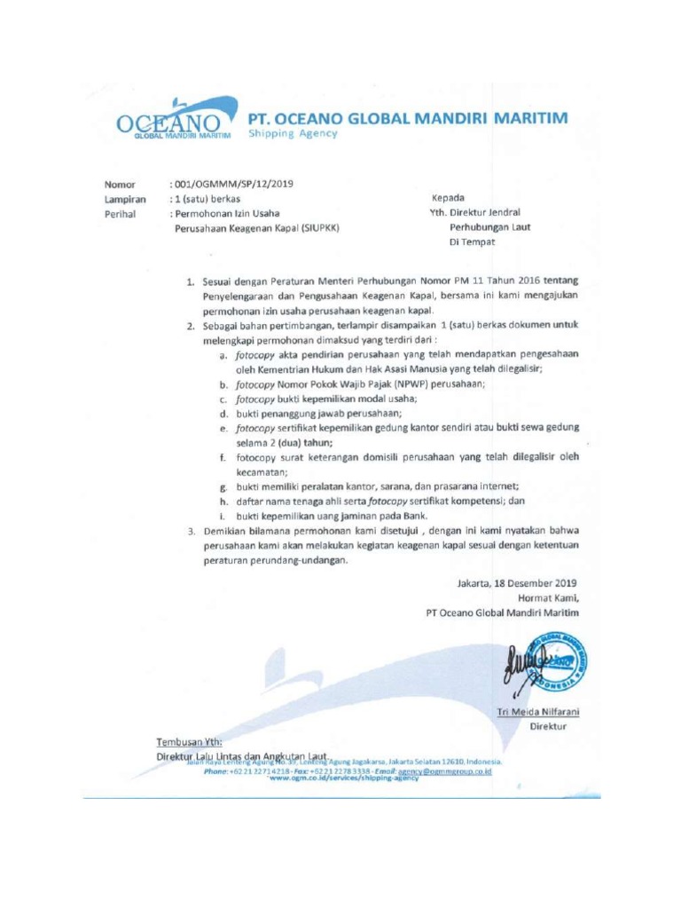 Contoh Surat Permohonan SIUPPAK | PDF