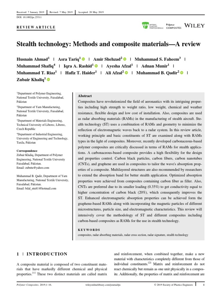 Stealth Materials - A Review | PDF | Radar | Composite Material