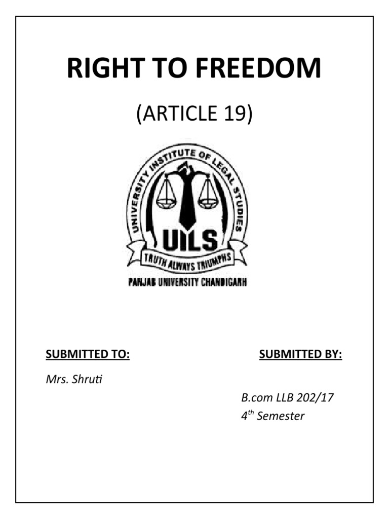Right To Freedom: (ARTICLE 19) | PDF | Freedom Of Speech | Applied Ethics