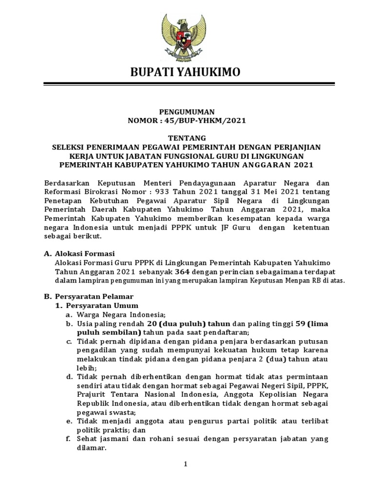 Pengumuman PPPK | PDF