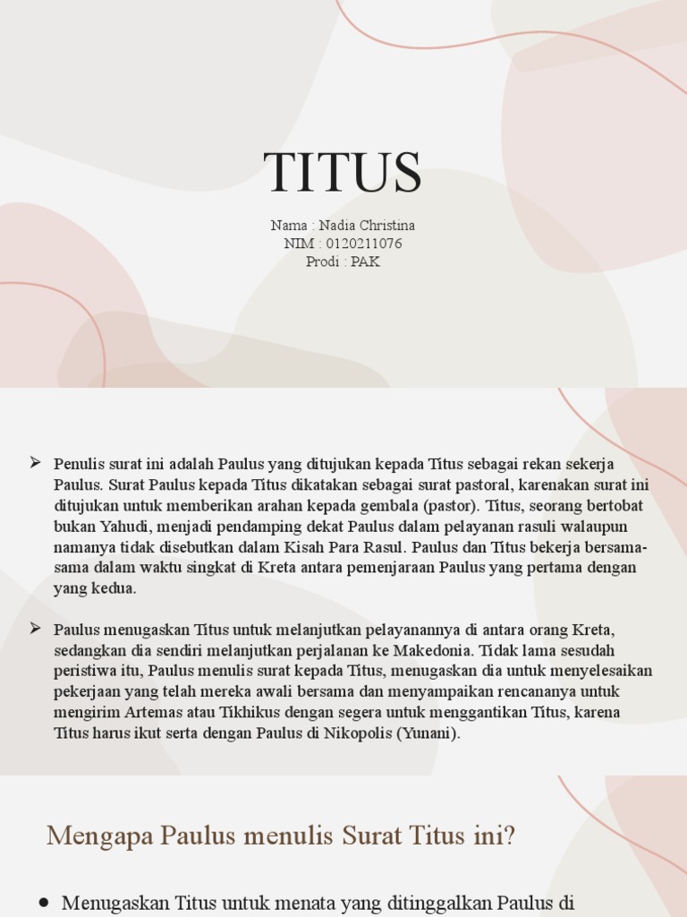 Presentasi PB Surat Titus | PDF | Ilmu Sosial