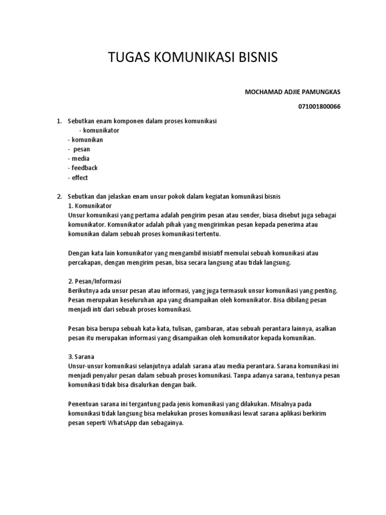 Tugas Komunikasi Bisnis | PDF | Karier & Perkembangan | Komputer