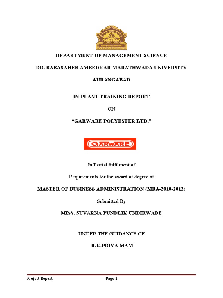 Department of Management Science Dr. Babasaheb Ambedkar Marathwada ...