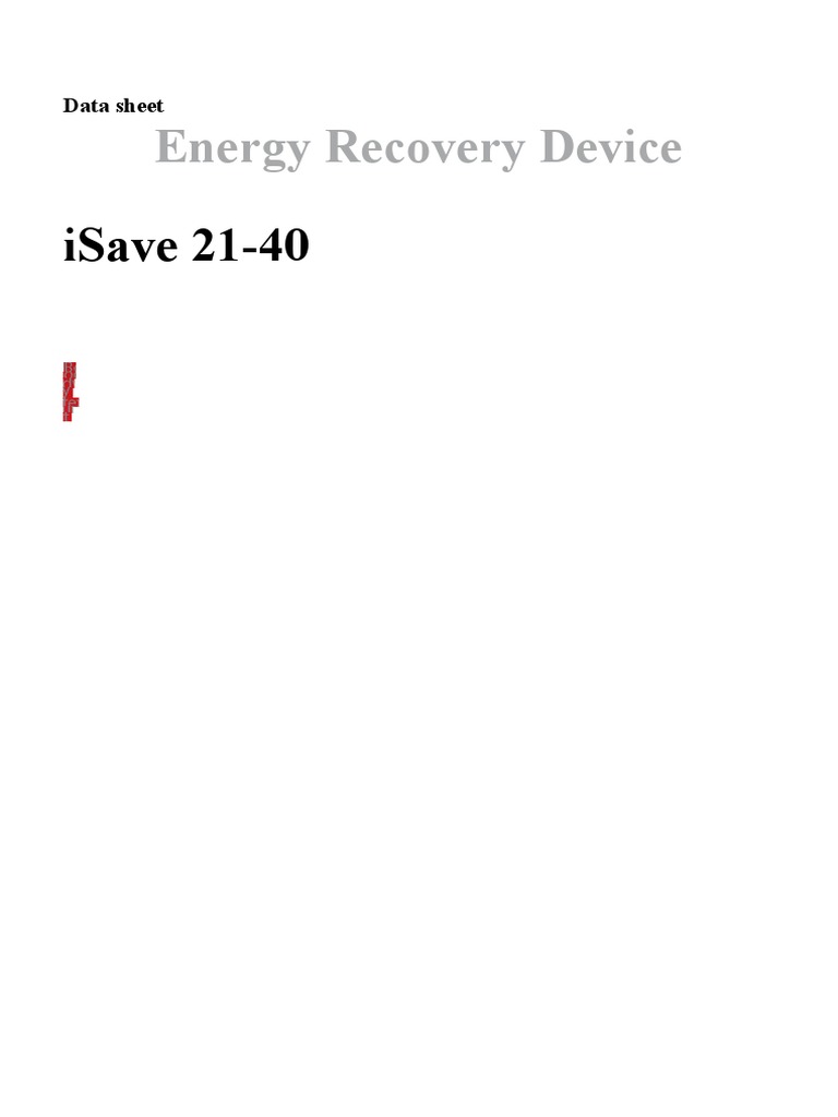 Energy Recovery Device: Isave 21-40 | PDF | Pump | Electric Motor