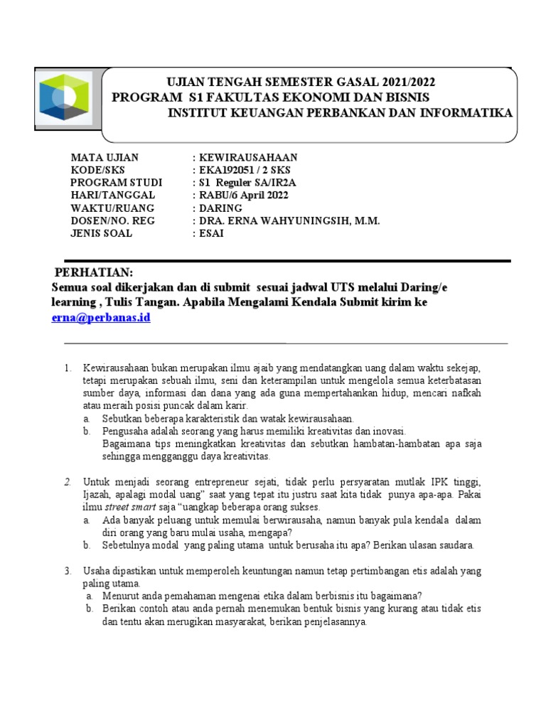 Uts Kewirausahaan Sa | PDF