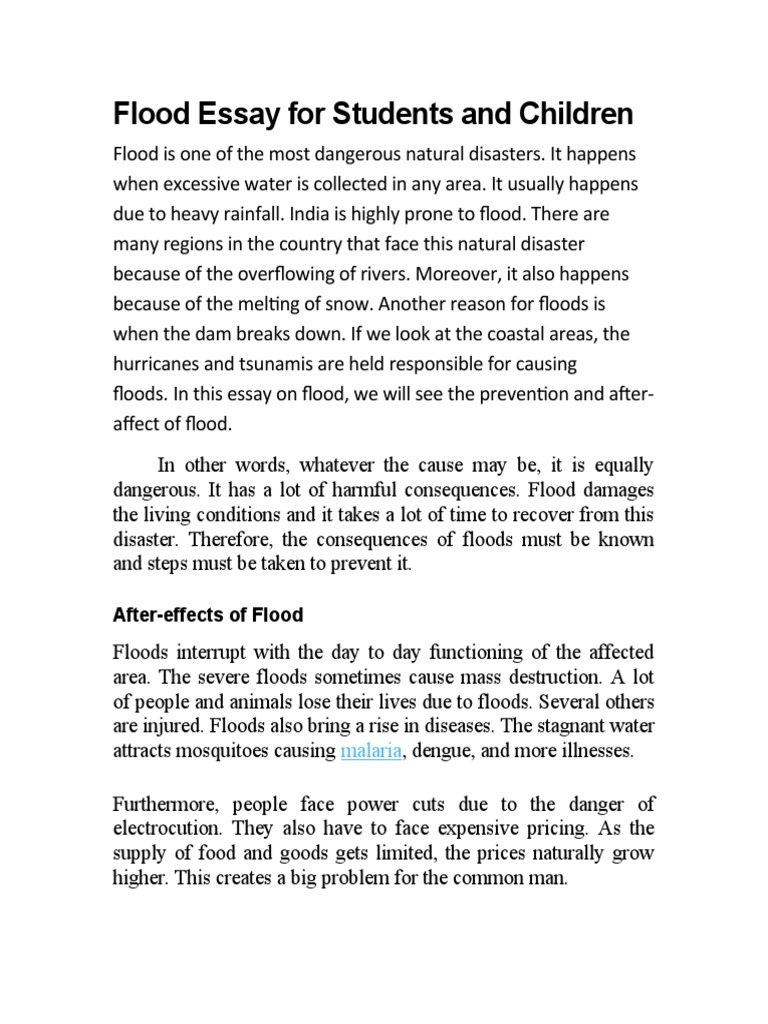 Flood Essay For Students and Children | PDF