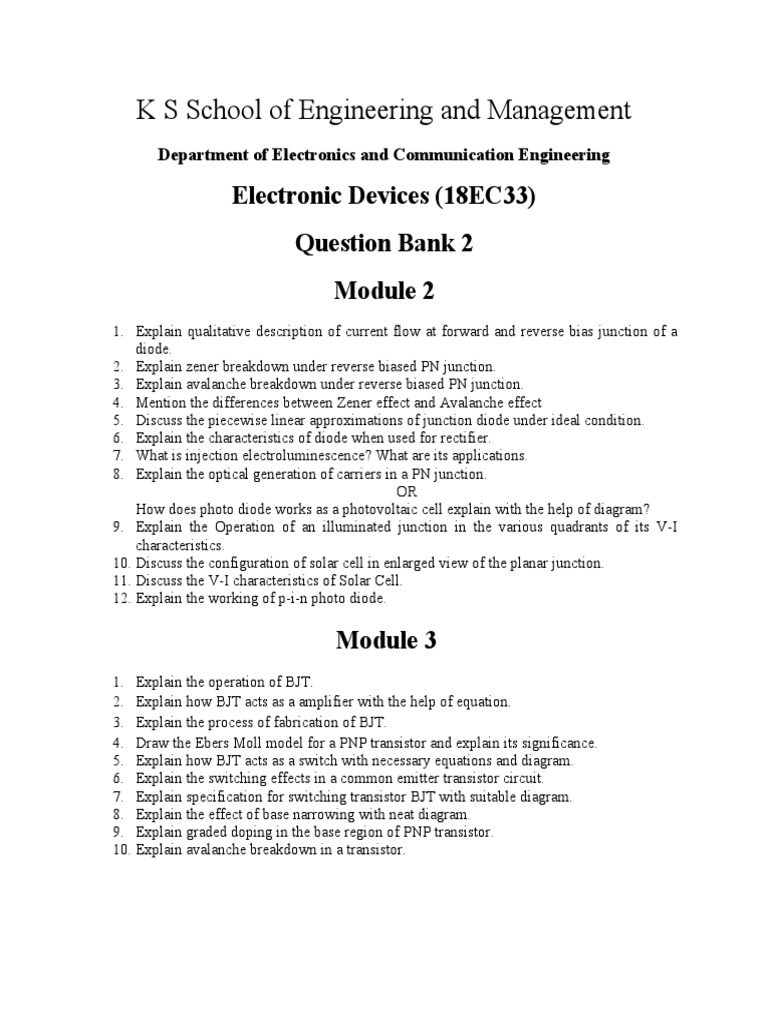 K S School of Engineering and Management: Electronic Devices (18EC33 ...