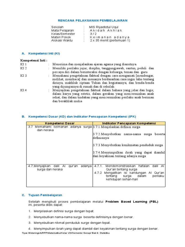 RPP1 - Contoh RPP Bukan 1 Lembar DR DOSEN | PDF
