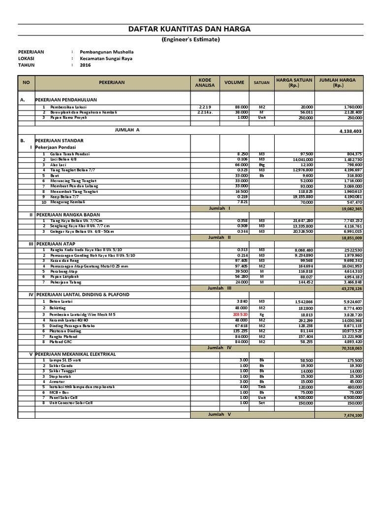 Contoh - RAB-PEMBANGUNAN-MENARA-MASJID | PDF