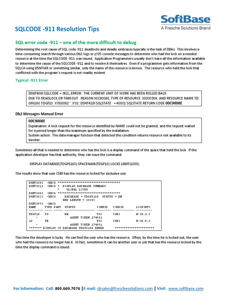 Resolve SQLCODE -911 Deadlocks | PDF | Information Science | Computer ...