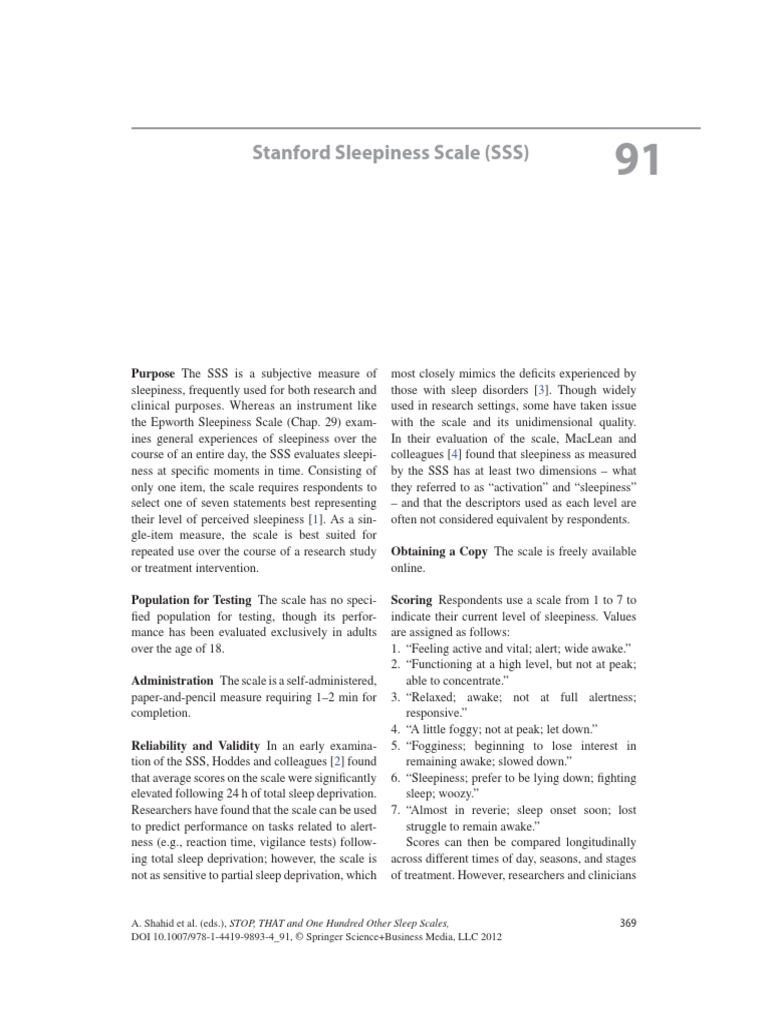 Stanford Sleepiness Scale - Pdf-Prevod | PDF | Sleep Deprivation | Sleep