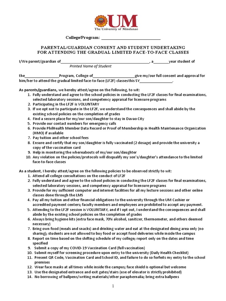 Undertaking With Dean e Sig | PDF | Tuition Payments | Health Sciences