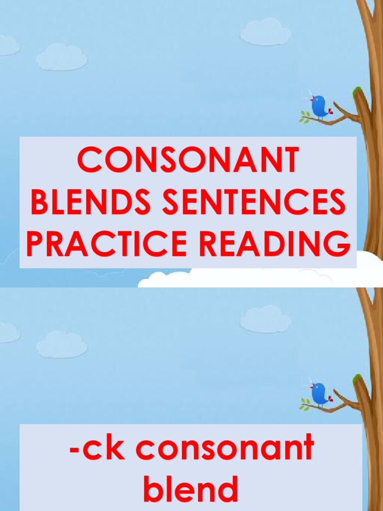 Consonant Blends Sentences | PDF | Language Arts & Discipline | Art