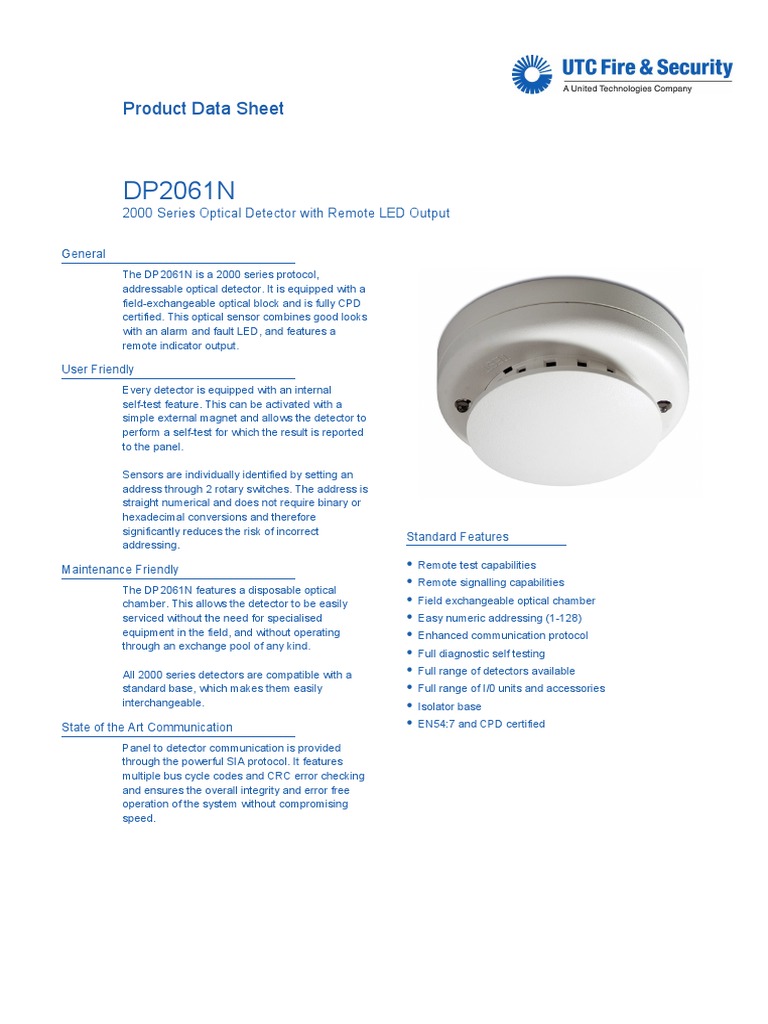 Product Data Sheet: 2000 Series Optical Detector With Remote LED Output ...