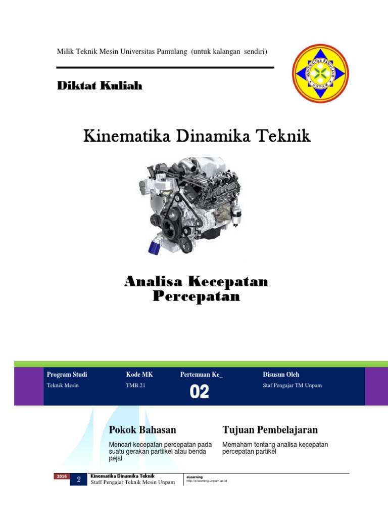 Kinematika Dan Dinamika Teknik Pertemuan 2 | PDF