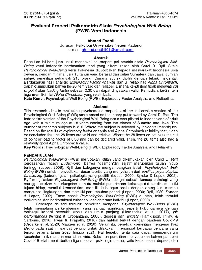 Skala PWB | PDF | Pengembangan Diri | Sains & Matematika