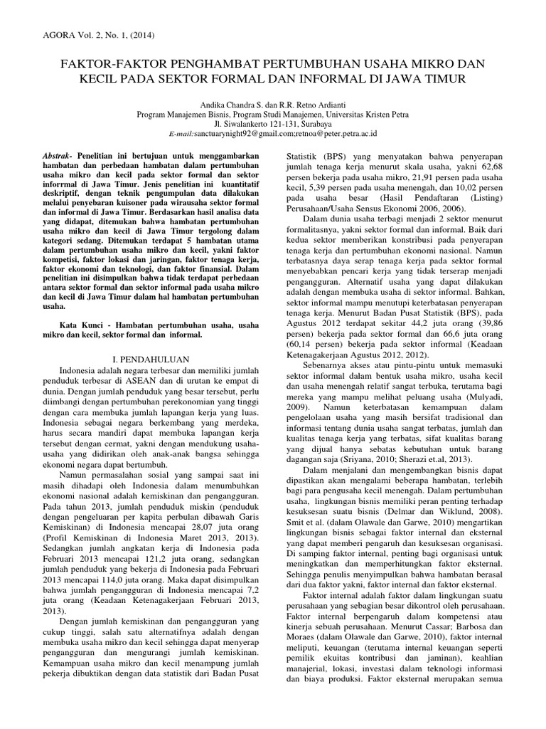 ID Faktor Faktor Penghambat Pertumbuhan Usaha Mikro Dan Kecil Pada ...