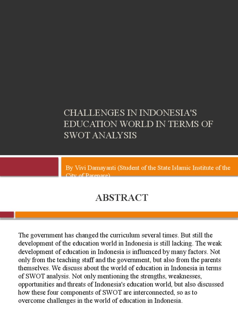 Challenges in Indonesia's Education World in Terms of SWOT Analysis ...